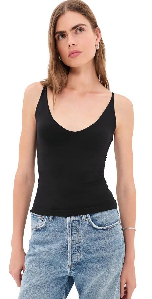 Free People Seamless V Neck Cami - Black