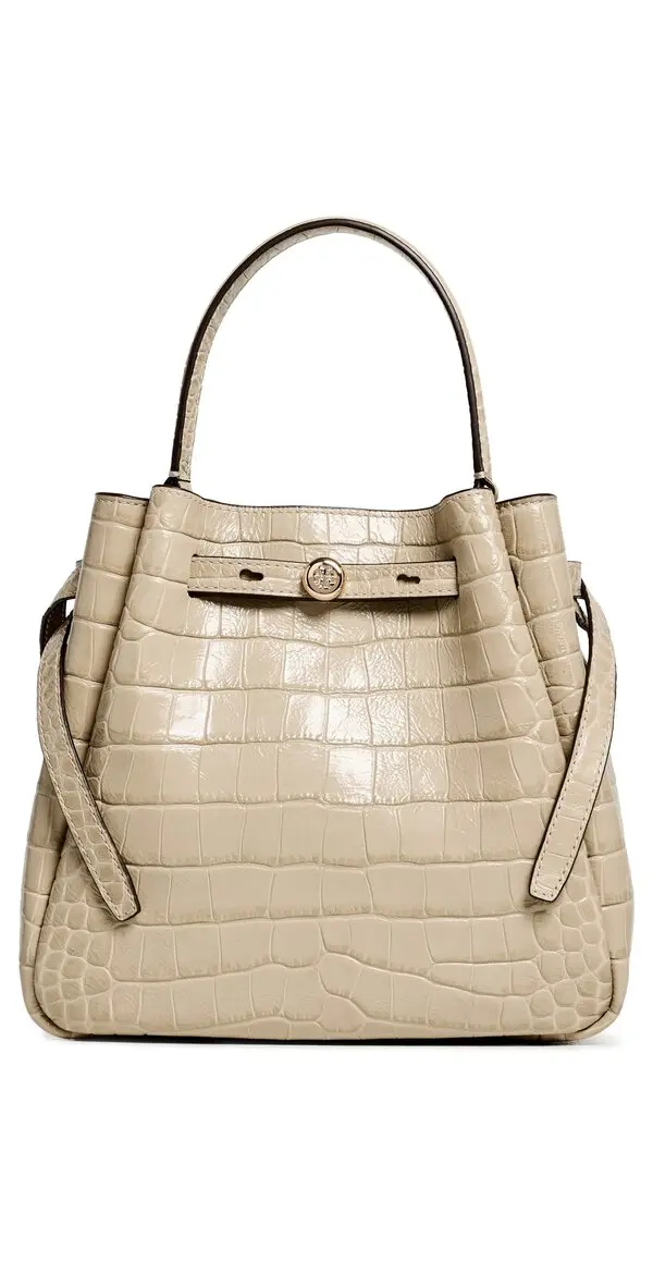 Tory Burch Romy Embossed Croc Bucket Bag - Ginger Leaf