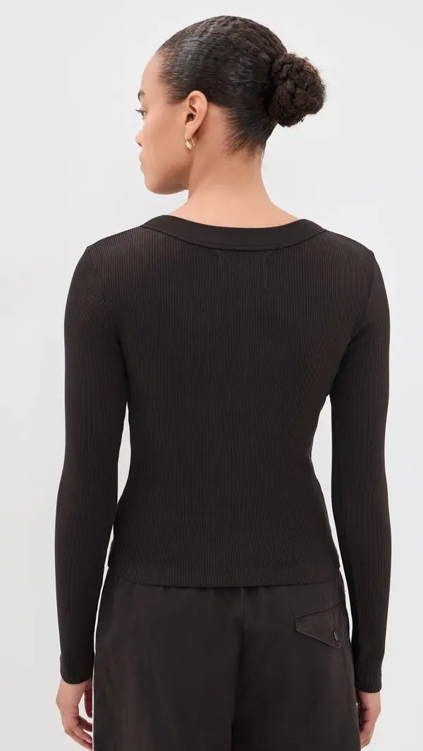 Citizens Of Humanity Varra Henley Long Sleeve Ribbed Knit Top