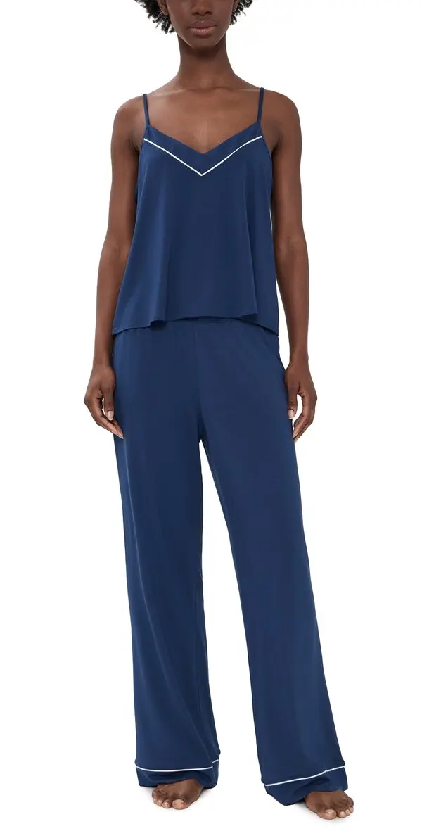 Eberjey Gisele Cami & Pants Pajama Set - Navy/ivory
