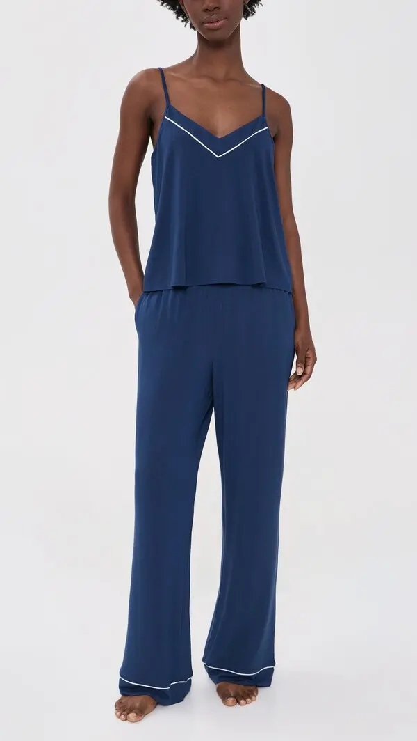 Eberjey Gisele Cami & Pants Pajama Set - Navy/ivory