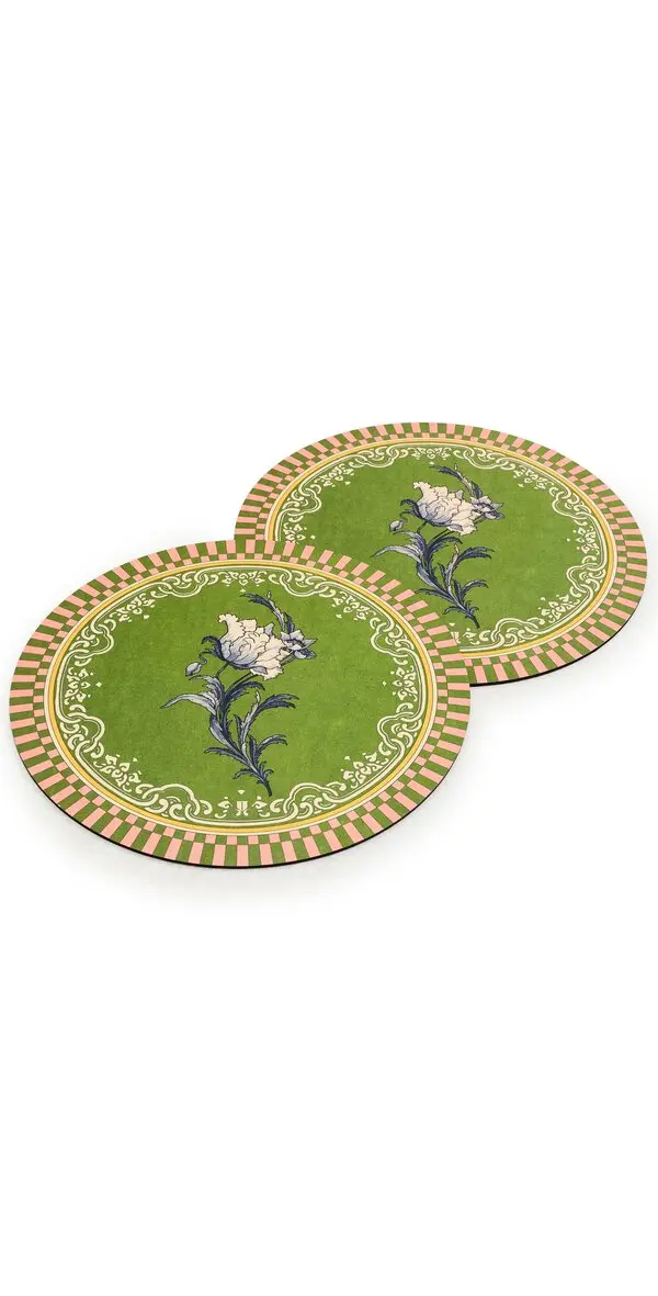 La DoubleJ Set Of 2 Disk Placemats - Nymph Bloom