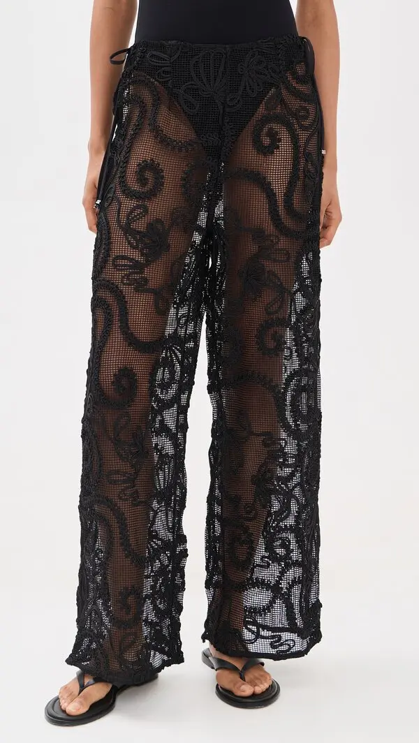 GANNI Embroidered Net Tie Trousers