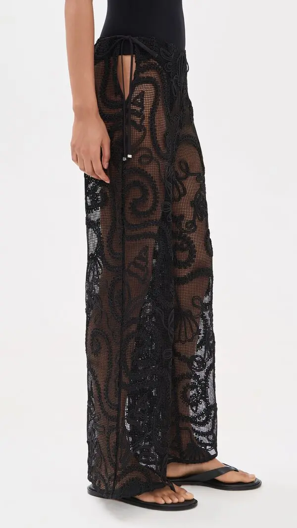 GANNI Embroidered Net Tie Trousers