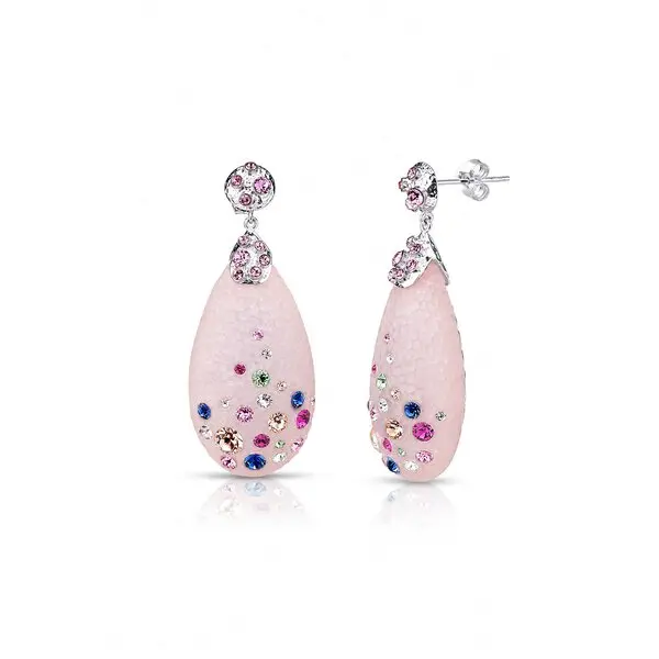 GOLD & HONEY Drop & Dangle Confetti Crystal Earrings - Pink