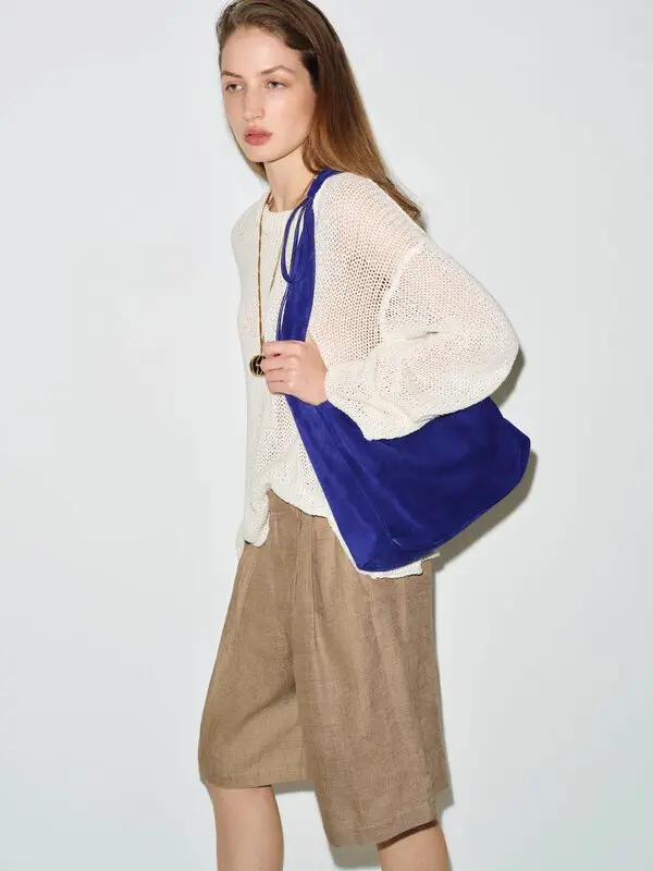 REFORMATION Medium Vittoria Tote Bag Leather - Blue