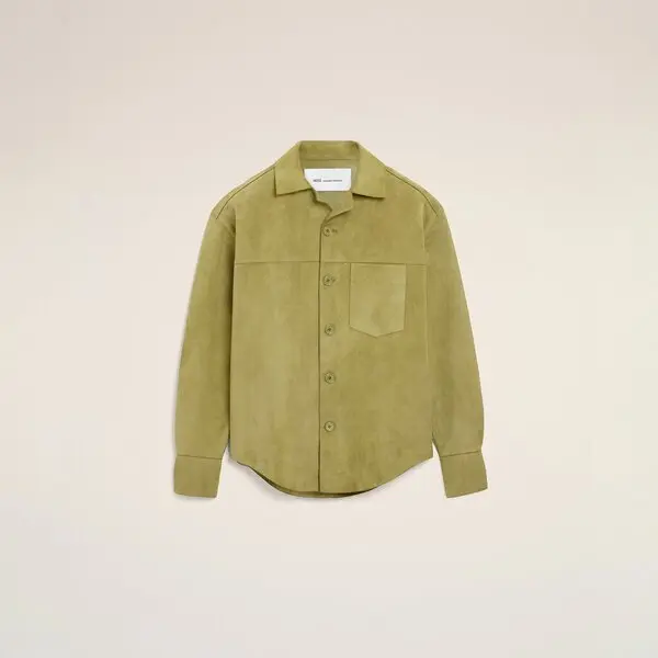 AMI Paris Goat Suede Leather Buttoned Overshirt