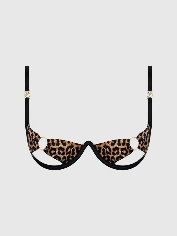 Frederick's Of Hollywood Raven O-ring Open Cup Bra - Leopard/black