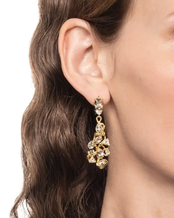 Alexis Bittar Plated Crystal Leverback Drop Earrings - Gold