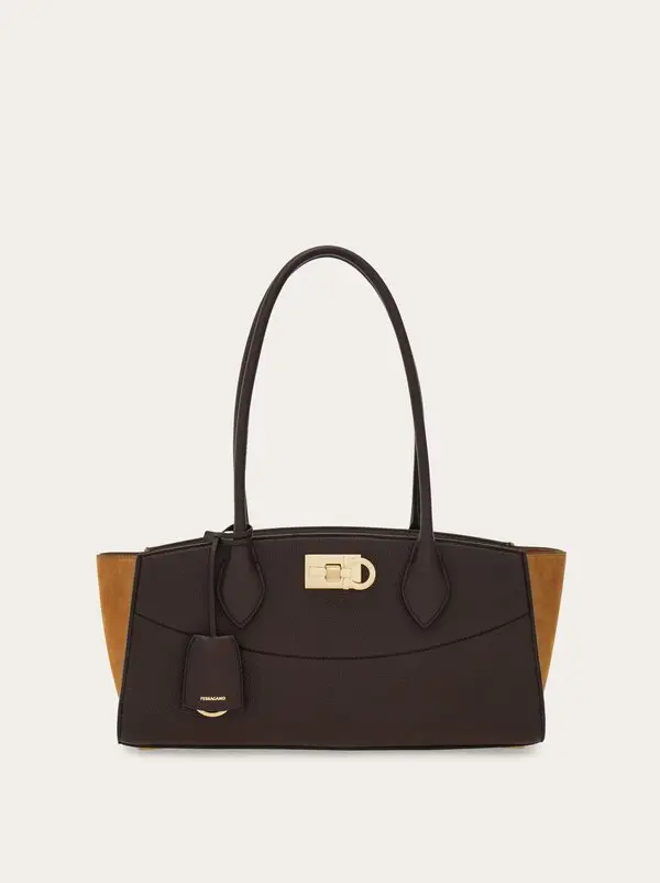 FERRAGAMO New Studio Soft Bag East West - Brown