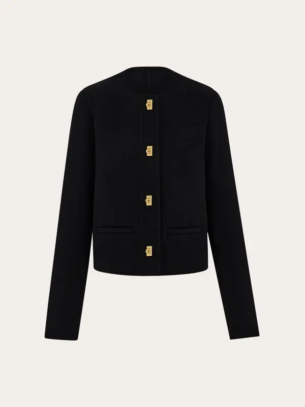 FERRAGAMO Wool And Cashmere Gancini Jacket - Black