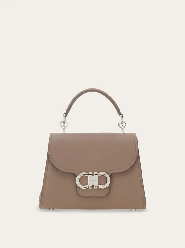FERRAGAMO Double Gancini Top Handle Bag - Beige