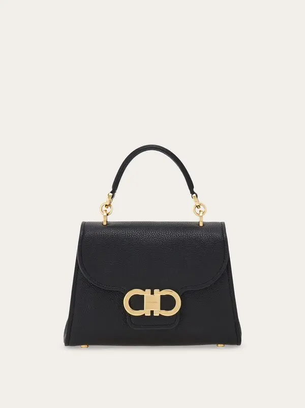 FERRAGAMO Double Gancini Top Handle - Black
