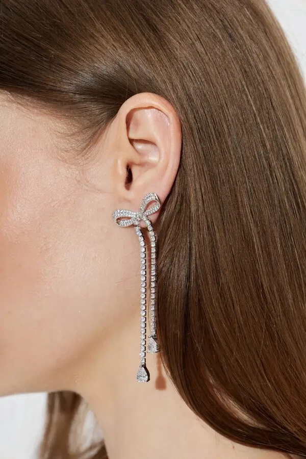 SELF-PORTRAIT Long Earrings With Sparkling Crystals