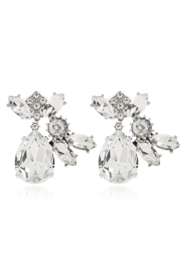 SELF-PORTRAIT Earrings With Sparkling Crystals - Silver