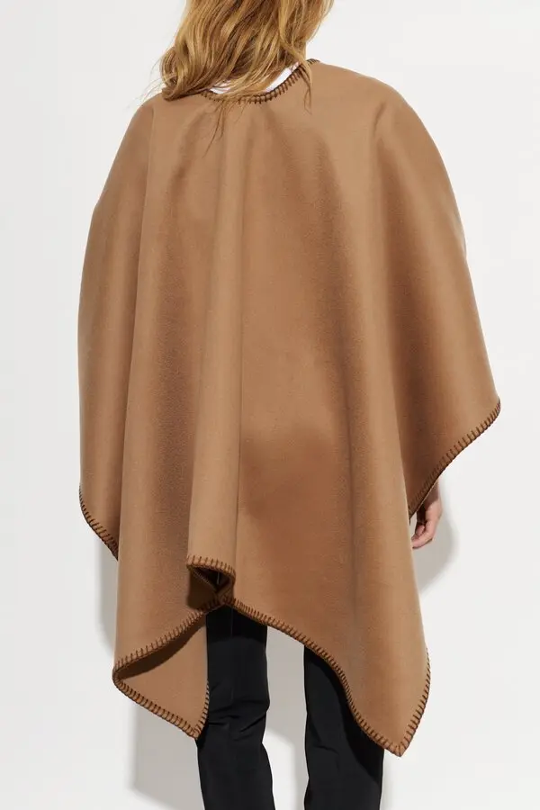 Max Mara Wool Poncho With Belt 'colomba