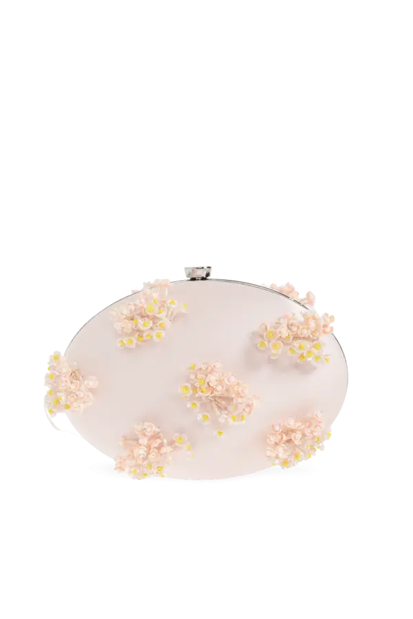 SELF-PORTRAIT Satin Clutch Bag With Appliqués