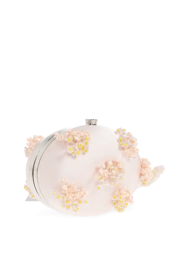 SELF-PORTRAIT Satin Clutch Bag With Appliqués
