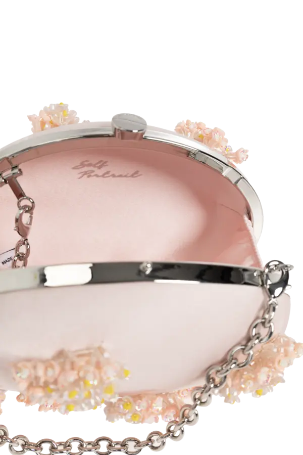 SELF-PORTRAIT Satin Clutch Bag With Appliqués