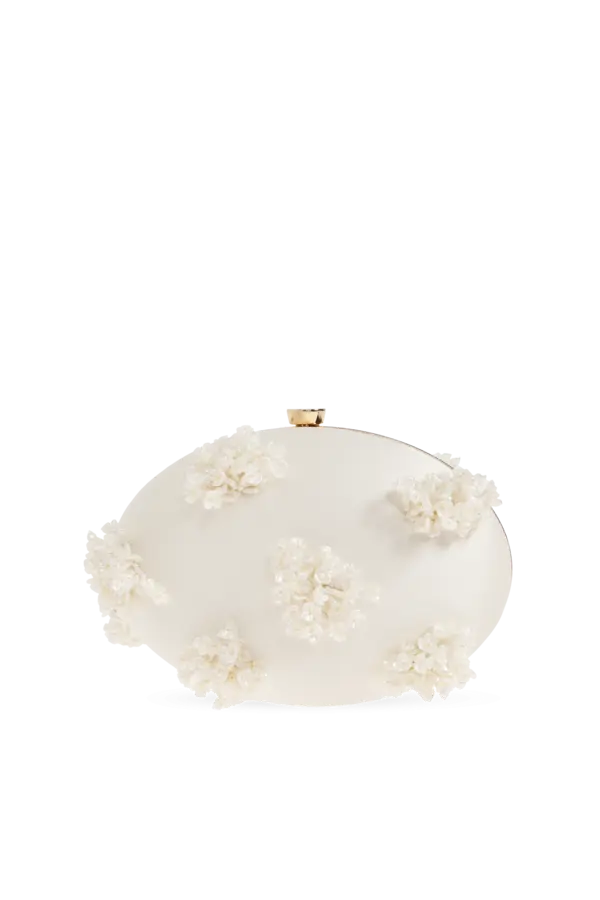 SELF-PORTRAIT Satin Clutch With Appliqués