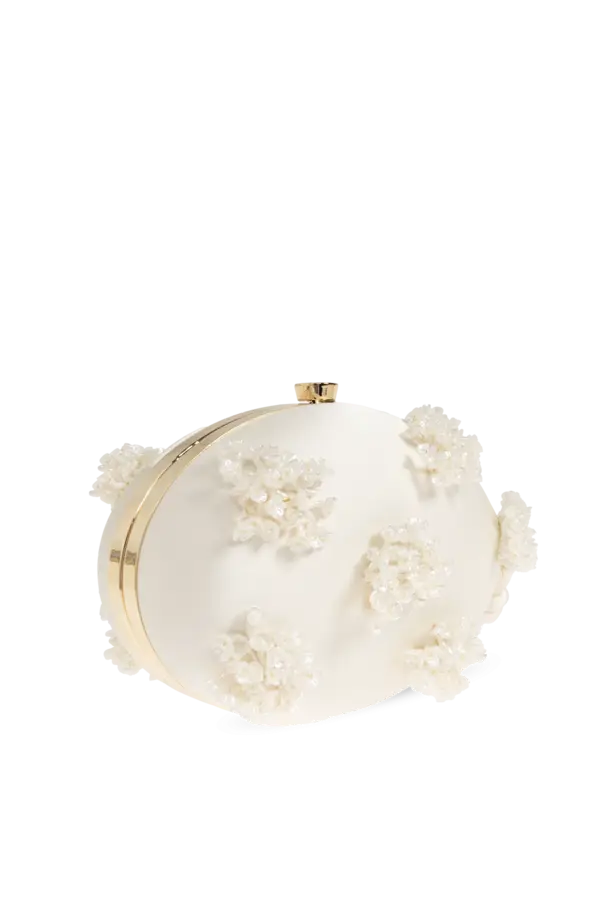 SELF-PORTRAIT Satin Clutch With Appliqués