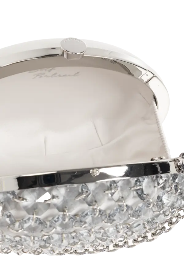 SELF-PORTRAIT Satin Clutch With Shimmering Crystals