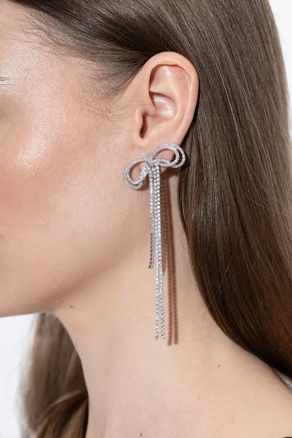 SELF-PORTRAIT Long Earrings With Shimmering Crystals