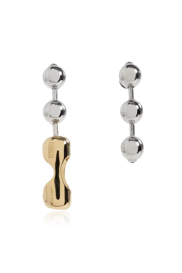 MAISON MARGIELA Asymmetric Drop Earrings With Gold Detail - Silver