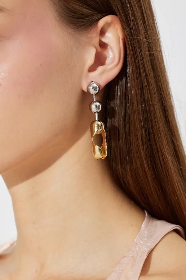 MAISON MARGIELA Asymmetric Drop Earrings With Gold Detail