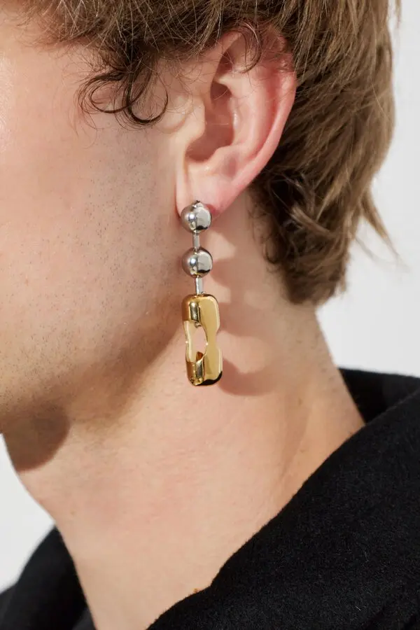 MAISON MARGIELA Asymmetric Drop Earrings With Gold Detail