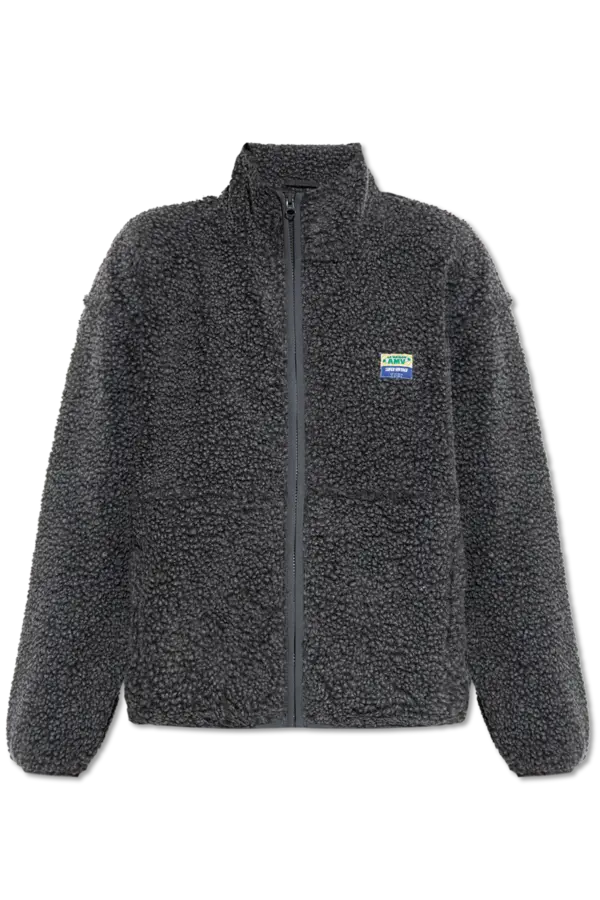 American Vintage Furry Sweatshirt With Logo Patch - Grey