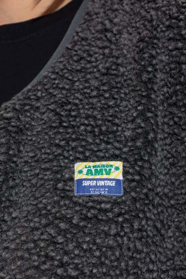 American Vintage Furry Vest With Logo Patch