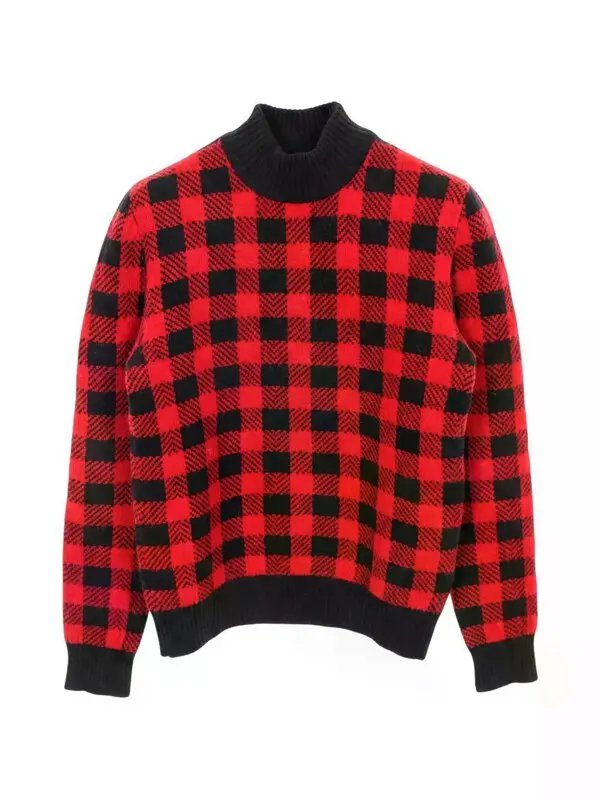 Saint Laurent Gingham Check Knitted Sweater - Red