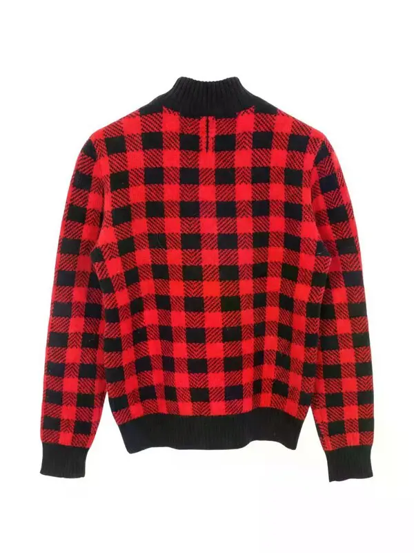 Saint Laurent Gingham Check Knitted Sweater - Red