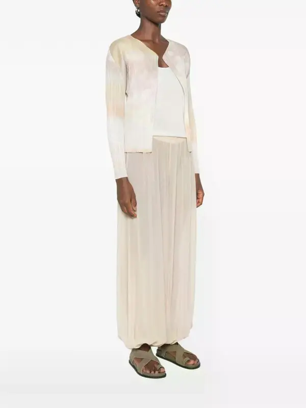 Issey Miyake Plissé-effect Abstract-print Cardigan - Green