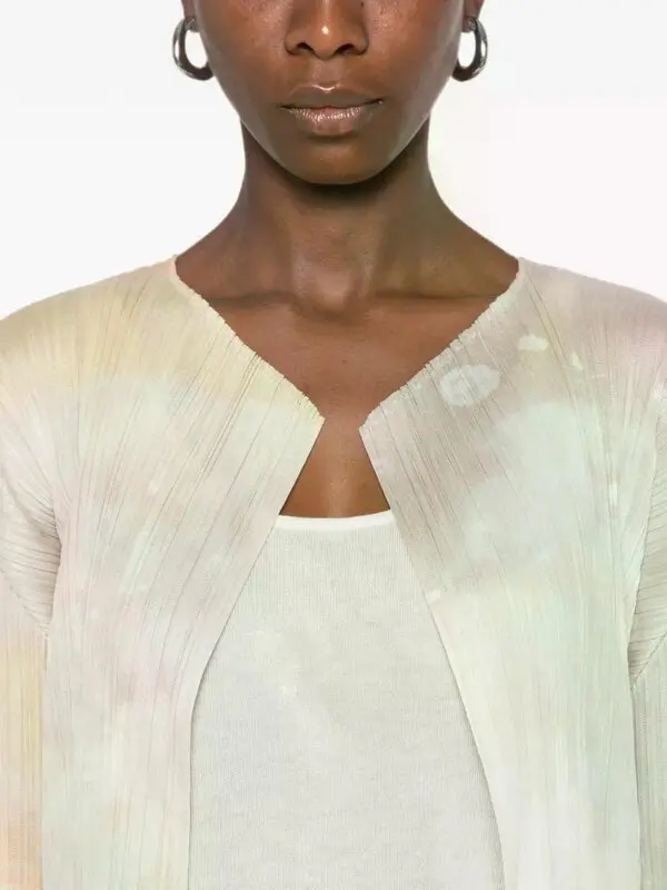 Issey Miyake Plissé-effect Abstract-print Cardigan
