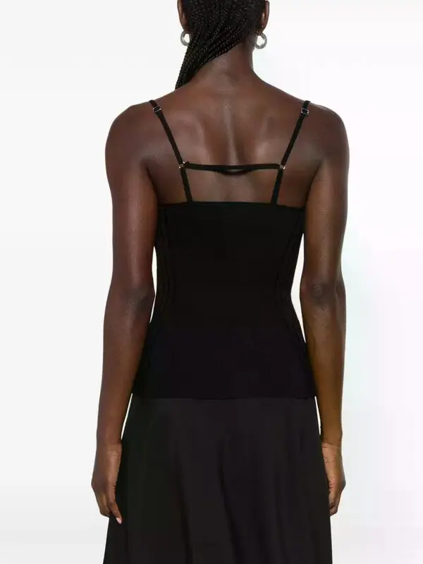 IVORY PARIS Livinia Ribbed-knit Spaghetti-strap Top