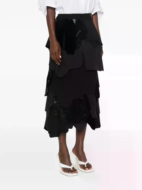 Moschino Patchwork Design Tiered Midi Skirt