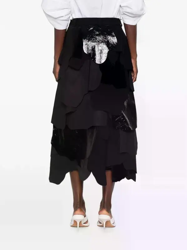 Moschino Patchwork Design Tiered Midi Skirt