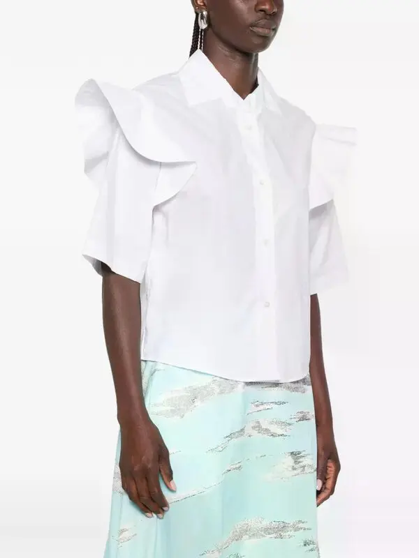 Moschino Ruffled Detailing Short-sleeved Shirt - White