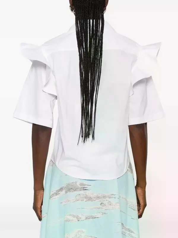 Moschino Ruffled Detailing Short-sleeved Shirt - White