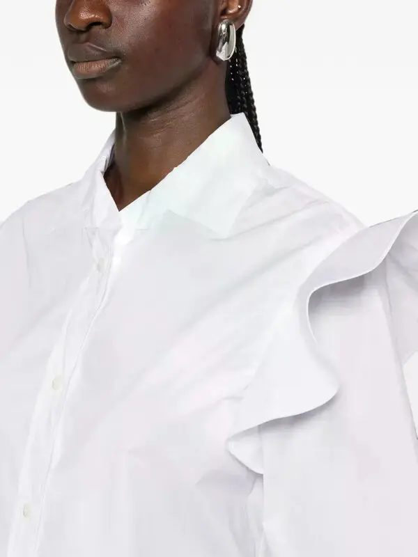 Moschino Ruffled Detailing Short-sleeved Shirt - White