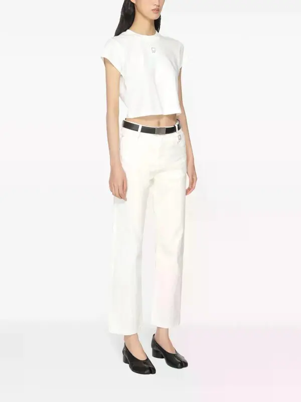 WOOYOUNGMI Logo-appliqué Cropped T-shirt - White