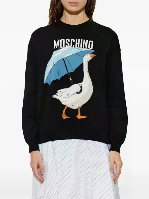 Moschino Goose-intarsia Crew-neck Sweater