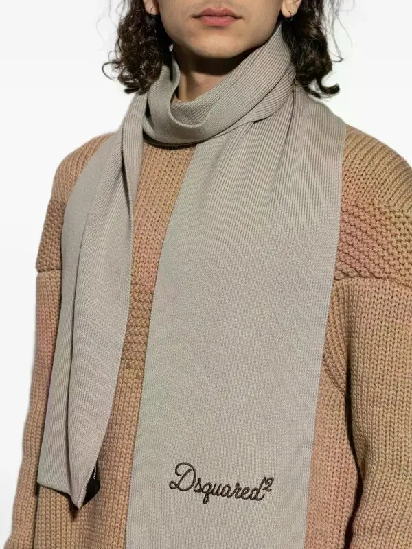 Dsquared2 Logo-embroidered Ribbed Scarf