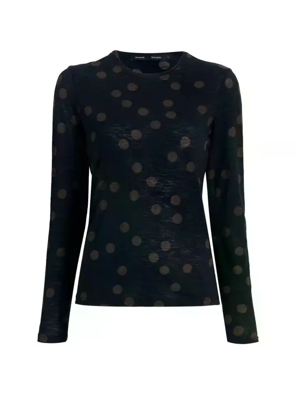 Proenza Schouler Mia Top In Polka-dot Jersey - Black