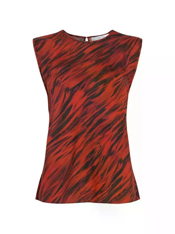 Proenza Schouler White Label Megan Top In Printed Twill - Red