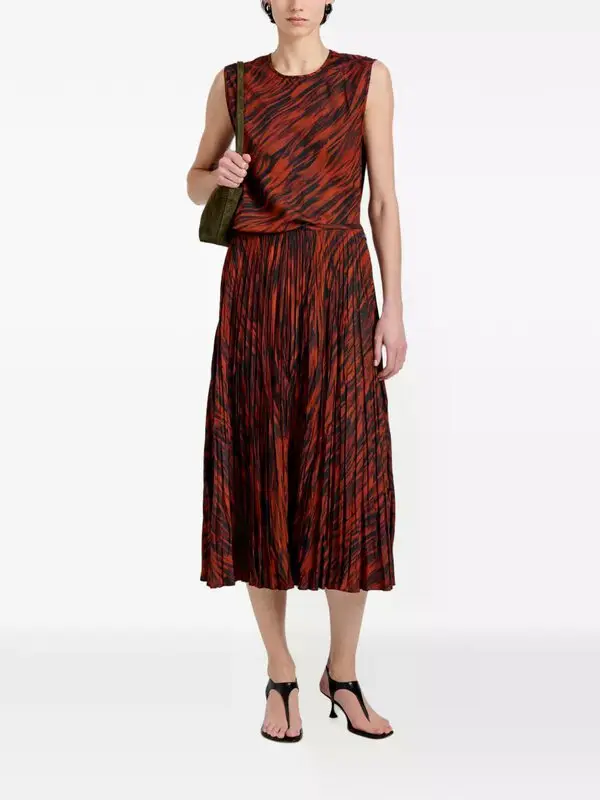 Proenza Schouler White Label Megan Abstract Brush Stroke Print Sleeveless Twill Top - Red
