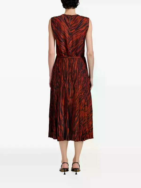 Proenza Schouler White Label Megan Abstract Brush Stroke Print Sleeveless Twill Top - Red