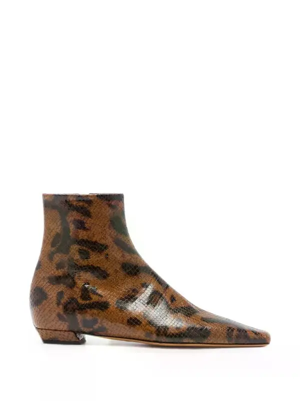 Proenza Schouler Trap Flat Ankle Boots In Embossed Python - Brown